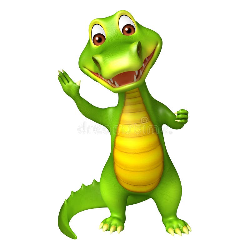 Cute Aligator Cartoon Character with Clock Stock Illustration ...
