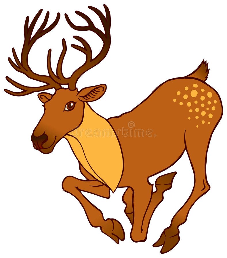 Cute alive deer running stock vector. Illustration of cartoon - 65386001