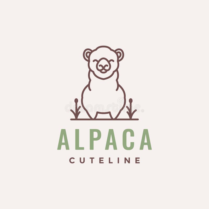 Cute Alpaca Cartoon Simple Logo Design Vector Stock Vector ...