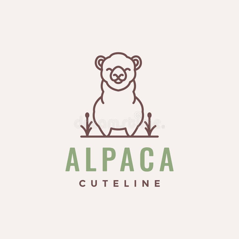 Cute Alpaca Cartoon Simple Logo Design Vector Stock Vector ...