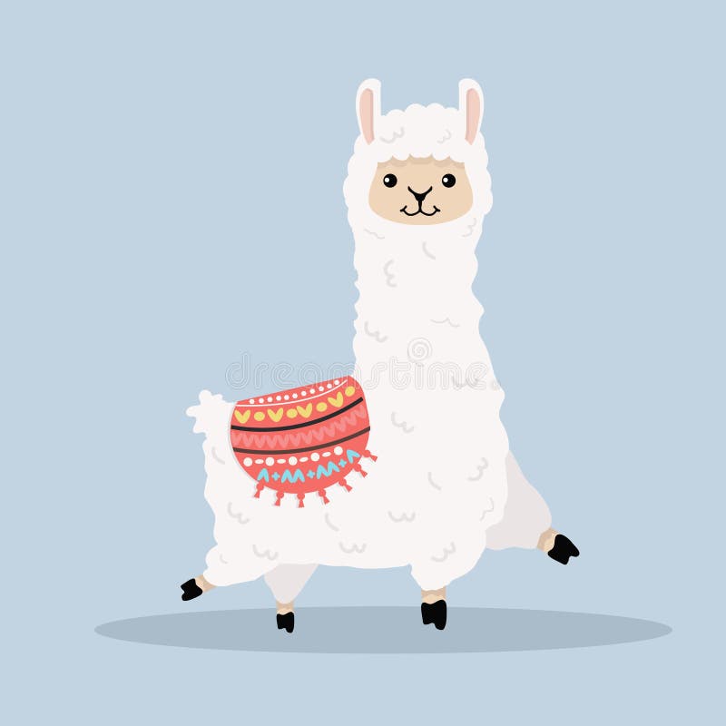 Cute Alpaca Fluffy Cartoon Vector Stock Vector - Illustration of ...