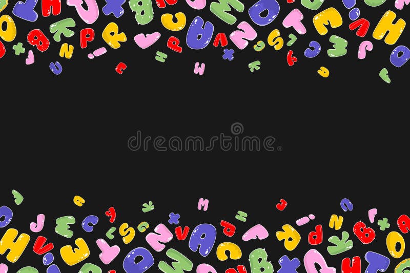 Cute Alphabet Background in Hand Drawn Style Stock Illustration ...