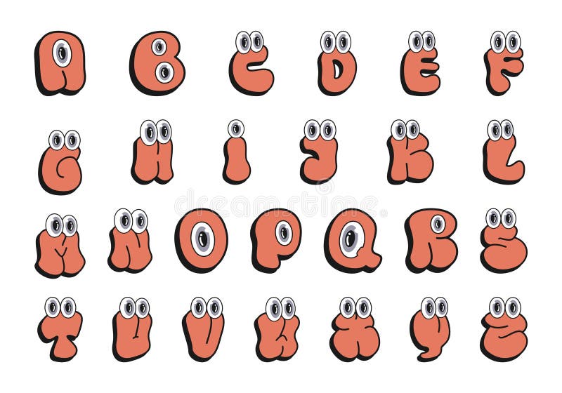 Cute Alphabet Characters Element Set Stock Vector - Illustration of ...