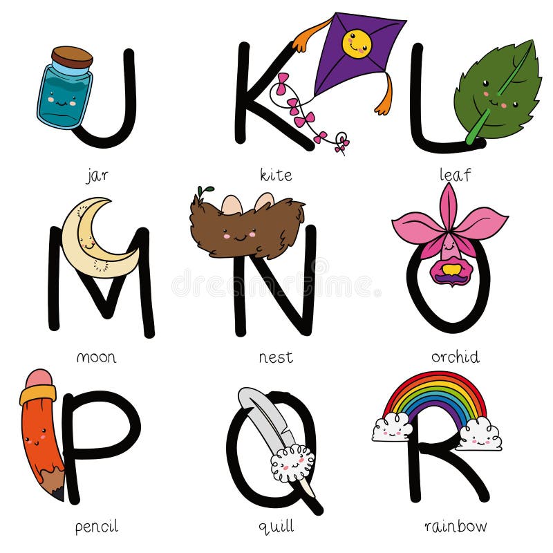 Alphabet Set with Cute Animals for Learning from J To R, Vector ...