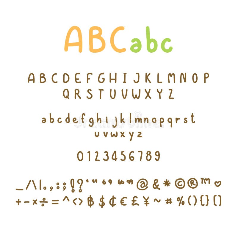 Cute Alphabets Set, Handwritten ABC Letters And Typography Elements On ...