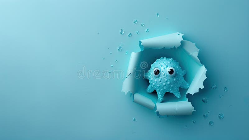 Cute Amoeba Peeking through a Hole Stock Illustration - Illustration of ...
