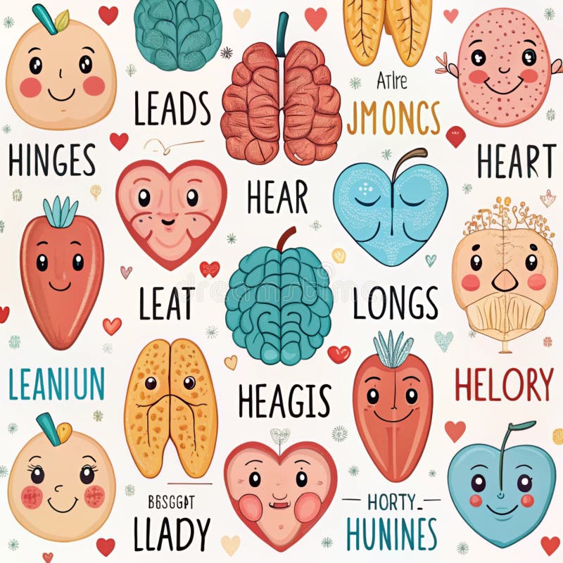 Cute Anatomical Illustration of Human Organs Stock Illustration ...