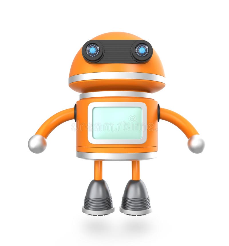 Cute Android Robot Floating Above Ground Stock Illustration ...