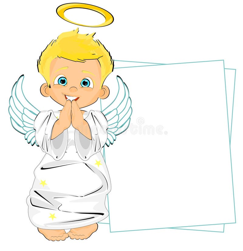 Cute angel cartoon stock illustration. Illustration of blessing - 224789854