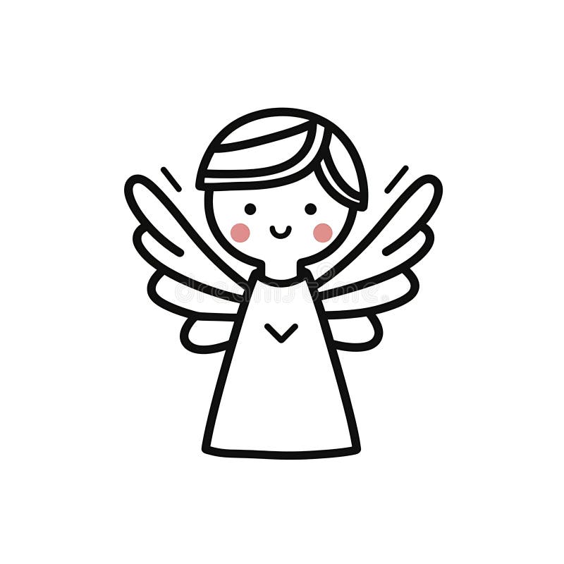 Cute Angel Character with Wings, Smiling and Cheerful. Stock ...