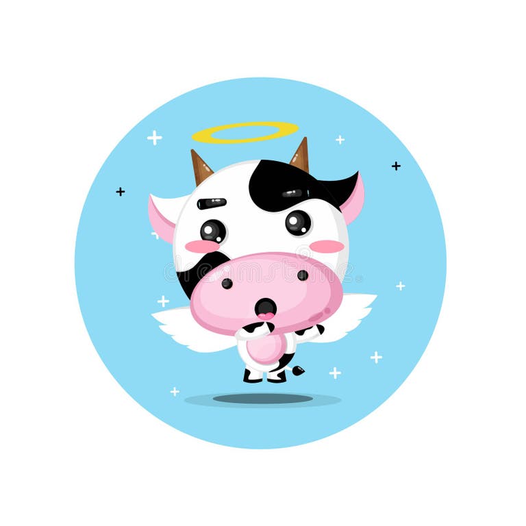 Cute Angel Cow in Dubbing Pose Stock Vector - Illustration of vector ...