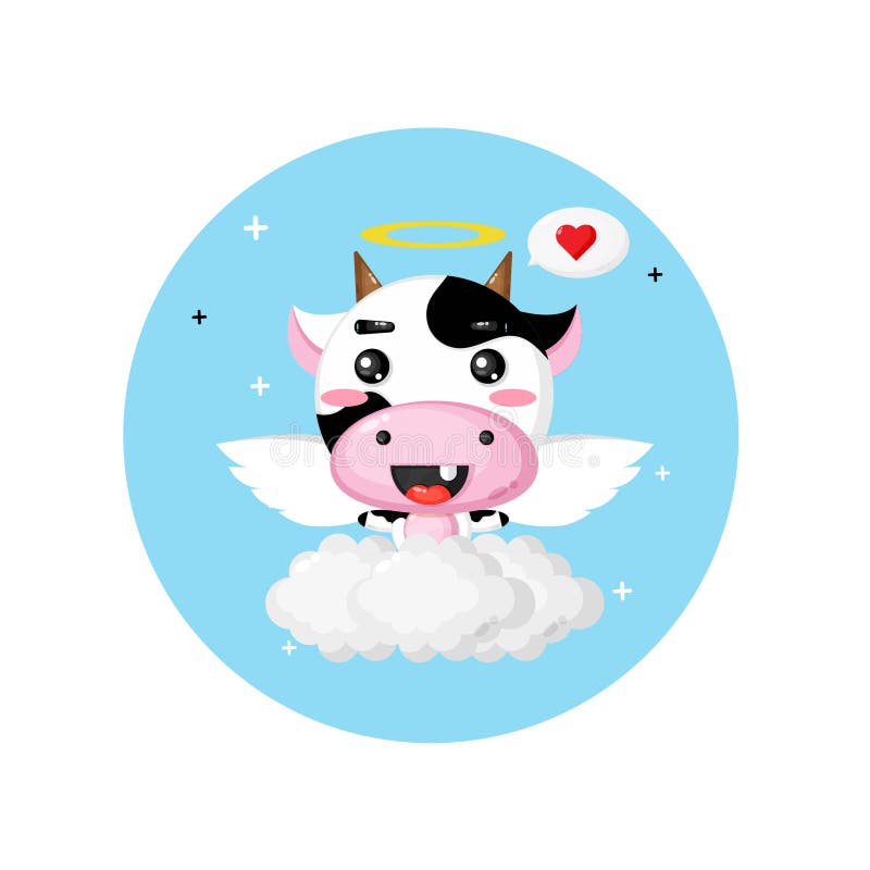 Cute Cow Angel Wearing Glasses Love Stock Vector - Illustration of ...