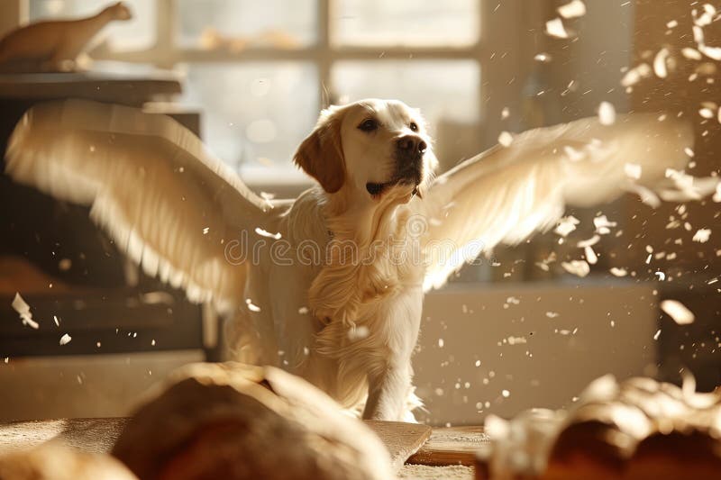Cute Angel Dog with Wings Generative AI Stock Image - Image of cartoon ...