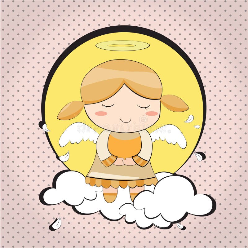 Cute Angel on Dot Background. Vector Illustration Decorative Background ...