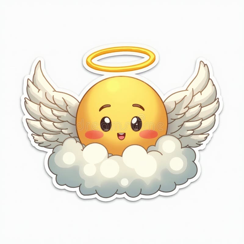 Cute Angel Emoji Sticker stock illustration. Illustration of symbol ...