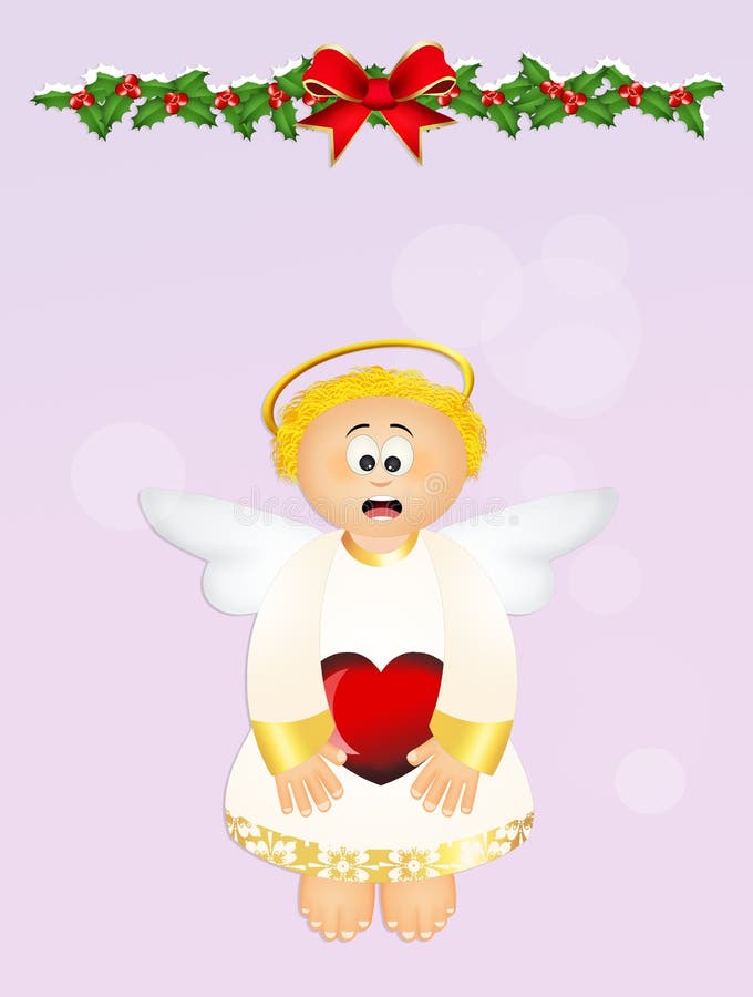 Cute Angel with heart stock illustration. Illustration of carefree ...