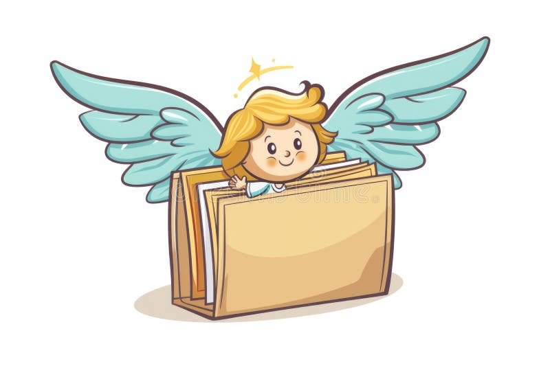 Cute Angel Holding a Book, Perfect for Educational Designs Stock Photo ...