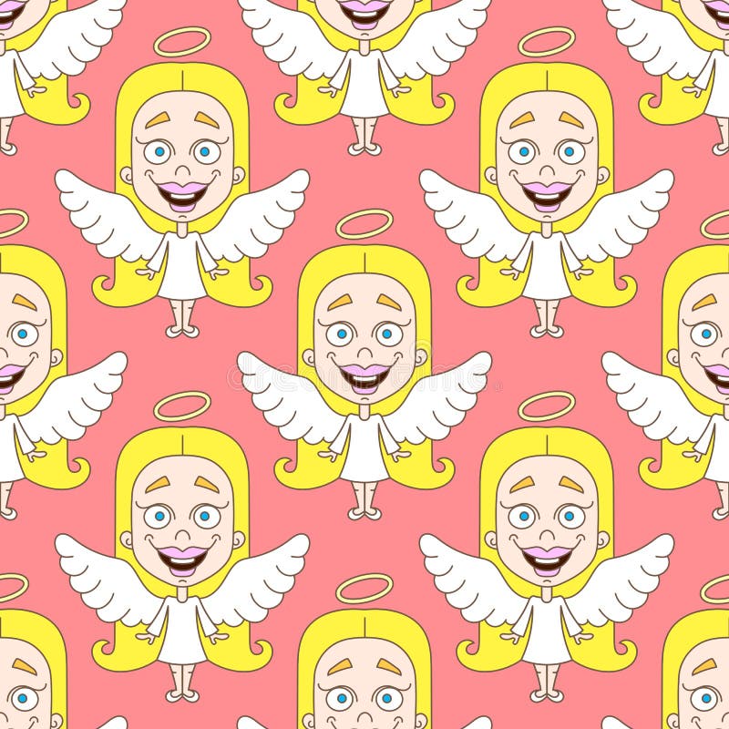 Cute Angel Seamless Pattern Stock Vector - Illustration of halo, repeat ...