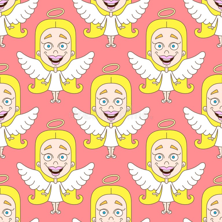 Cute Angel Seamless Pattern Stock Vector - Illustration of halo, repeat ...