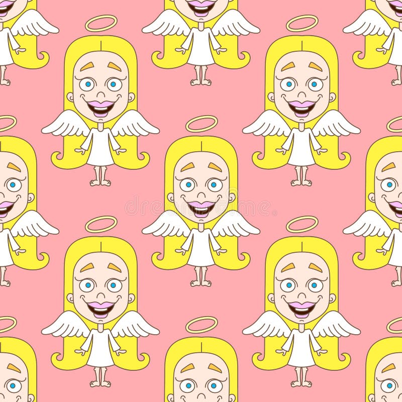 Cute Angel Seamless Pattern Stock Vector - Illustration of decoration ...