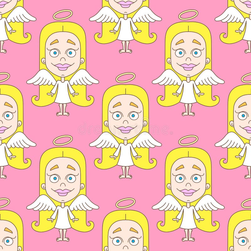 Cute Angel Seamless Pattern Stock Vector - Illustration of decoration ...