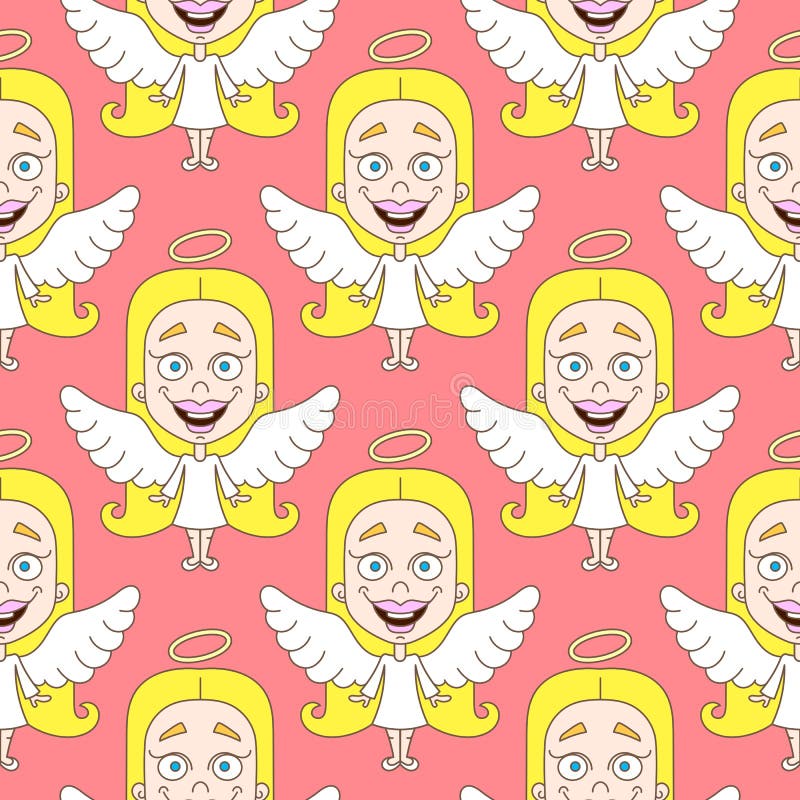 Cute Angel Seamless Pattern Stock Vector - Illustration of people, baby ...