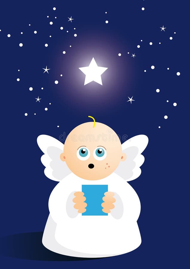 Cute angel singing stock illustration. Illustration of design - 79493281