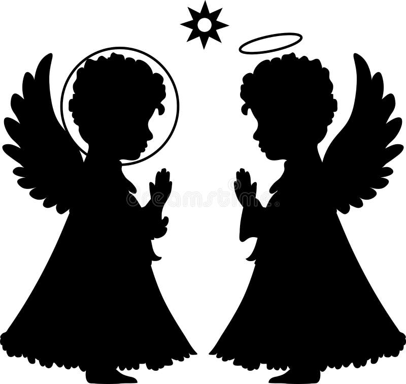 Cute Angels Silhouettes Set Stock Vector - Illustration of artificial ...