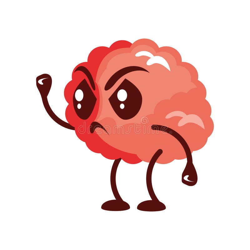 Cute angry brain cartoon stock vector. Illustration of cute - 319333620