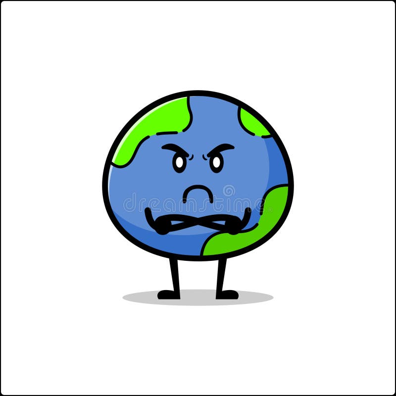 Angry Earth Mascot Isolated Cartoon in Flat Style Stock Vector ...