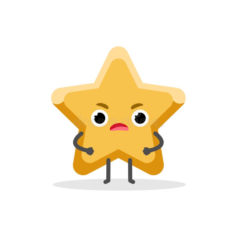 Cute Angry Golden Star Character Stock Vector - Illustration of emblem ...