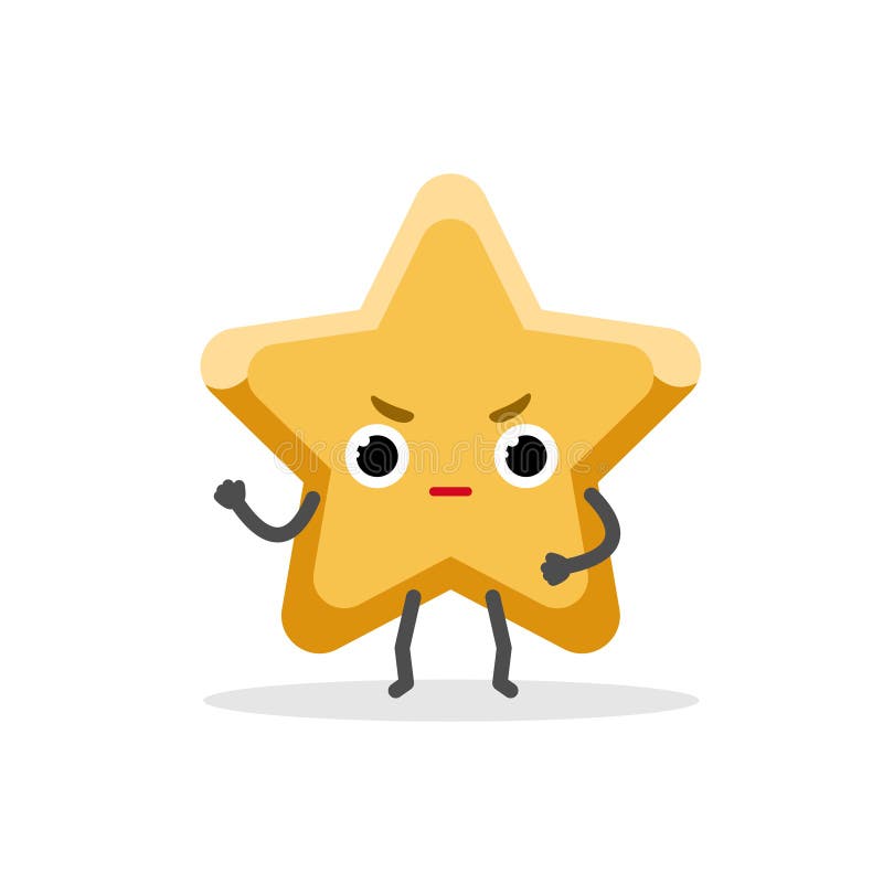 Cute Angry Golden Star Character Stock Vector - Illustration of ...