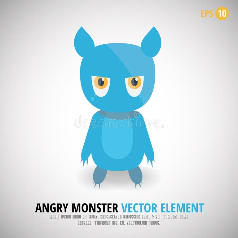 Colored Flat Style Cute Angry Monster Character Stock Illustrations ...