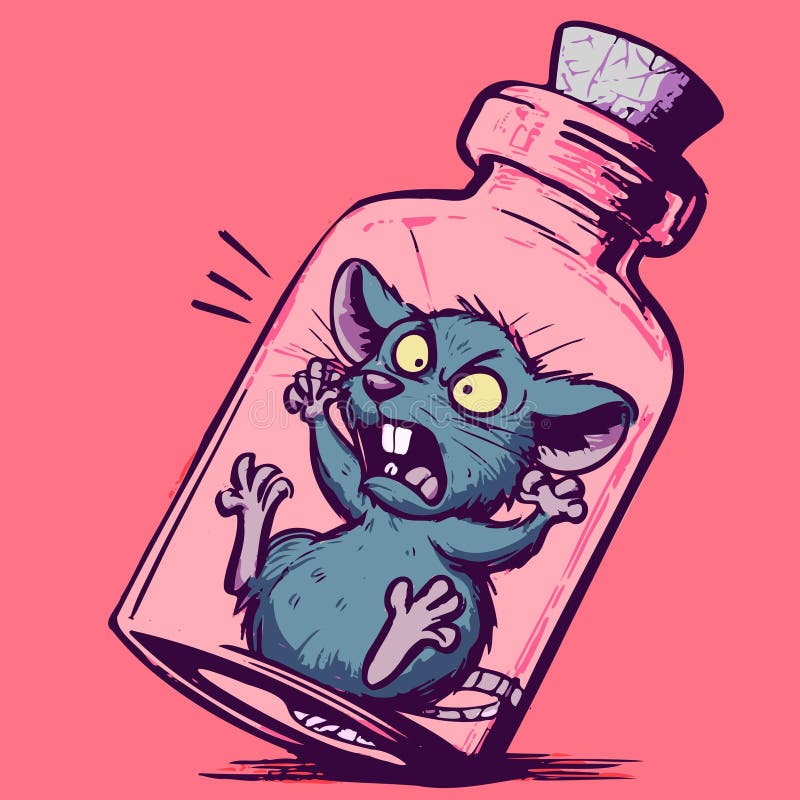 Cute and Angry Mouse Trapped Inside a Jar. Vector of a Mad Rat in a ...