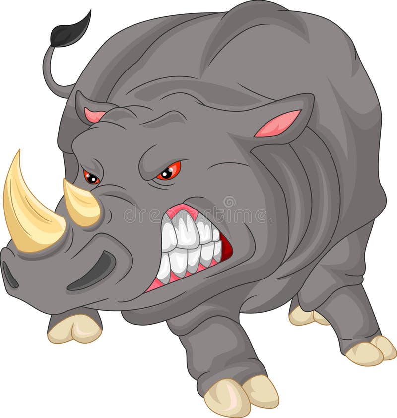 Cute angry rhino cartoon stock vector. Illustration of horned - 47997588