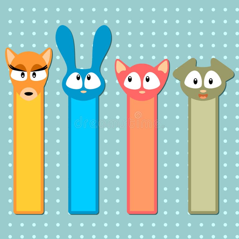 Cute animal bookmarks stock vector. Illustration of hare - 24434763