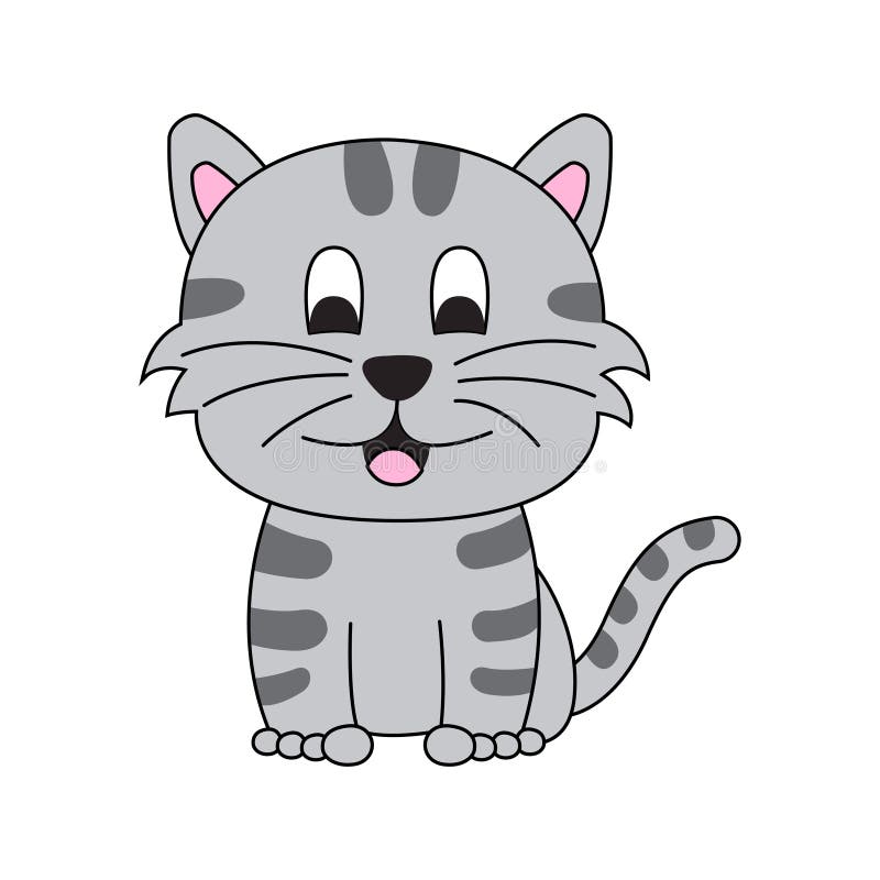 Cute Animal of Cat on Cartoon Version Stock Vector - Illustration of ...