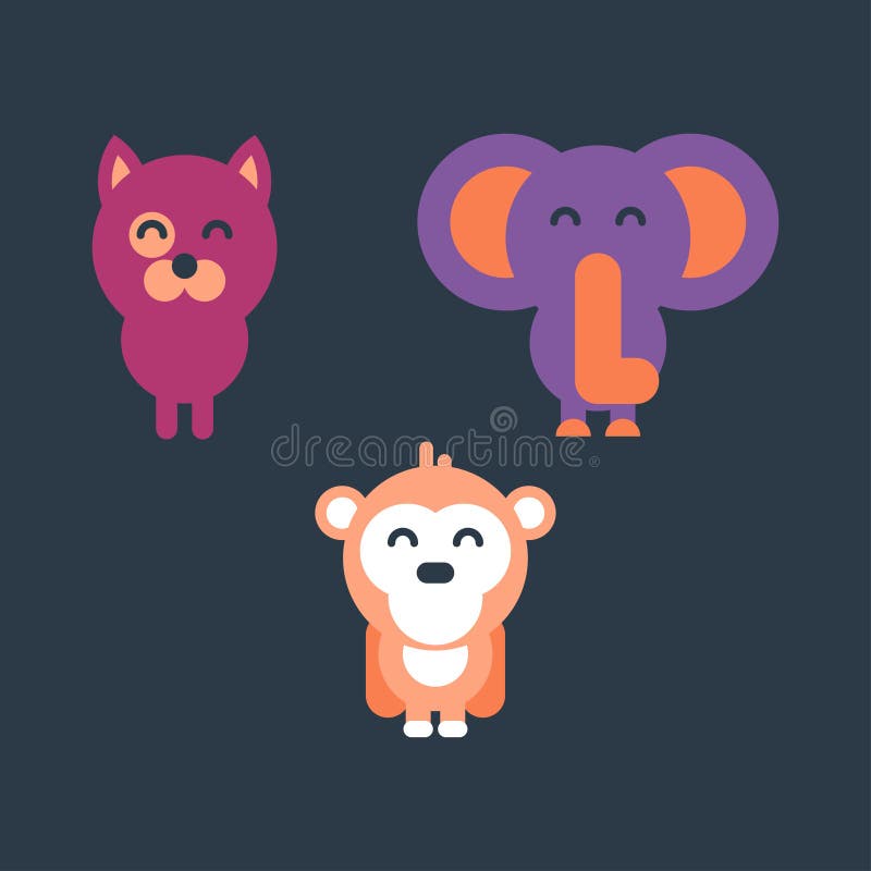 Cute Animal Character Set Vector Stock Vector - Illustration of lion ...