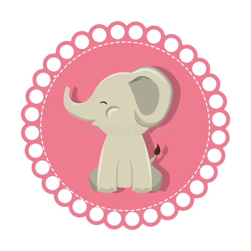 Cute Animal with Circular Frame Stock Illustration - Illustration of ...