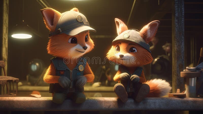 Cute Animal Construction Workers, Digital Art Illustration, Generative ...