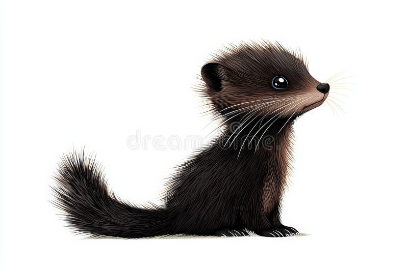 Cute Animal with Fluffy Fur Side Profile View Stock Illustration ...