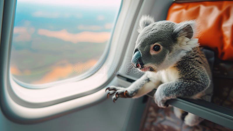 Cute Animal Flying on Airplane. Generative Ai Stock Illustration ...