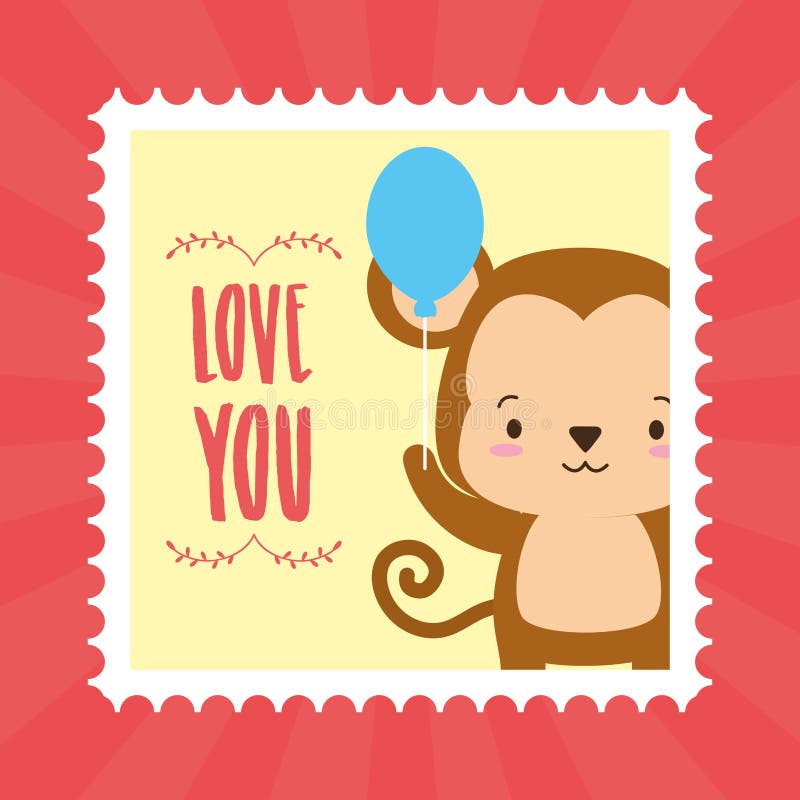 Cute animal mail stamp stock illustration. Illustration of graphic ...