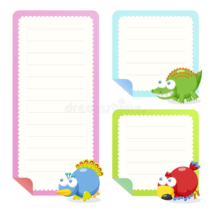 Cute Animal Note Papers Collection Stock Vector - Illustration of clip ...