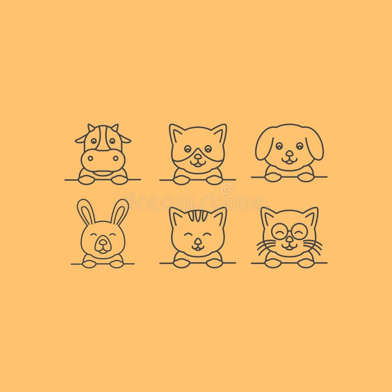 Cute Animal Pets Icon Set Logo Design Vector Stock Vector ...