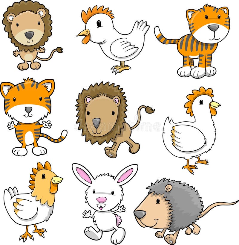 Cute Animal Set stock vector. Illustration of rooster - 11264910