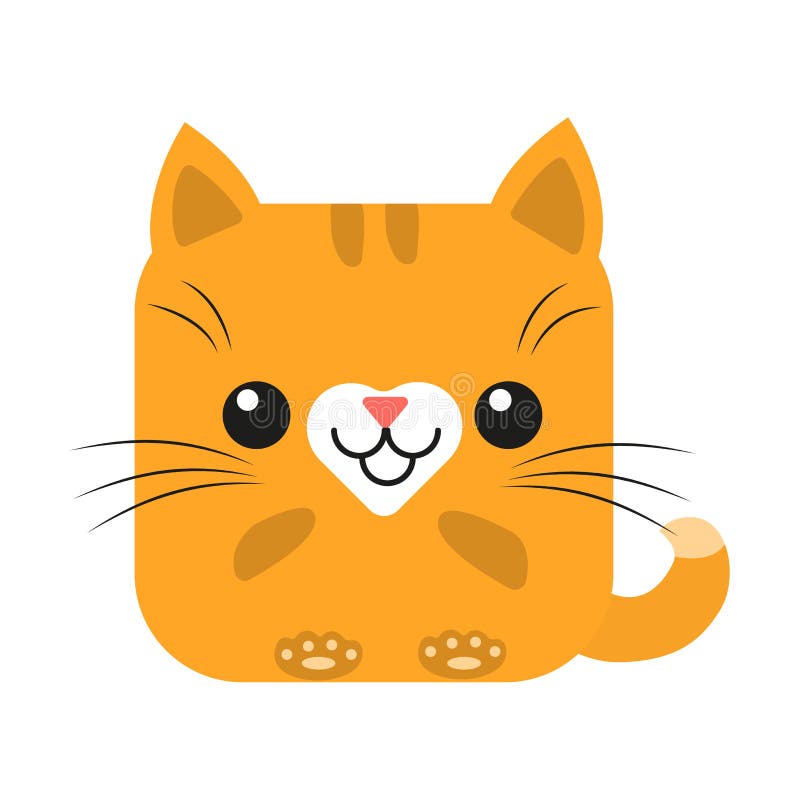 Cute Animal Square Face. Vector Flat Illustration Stock Vector ...