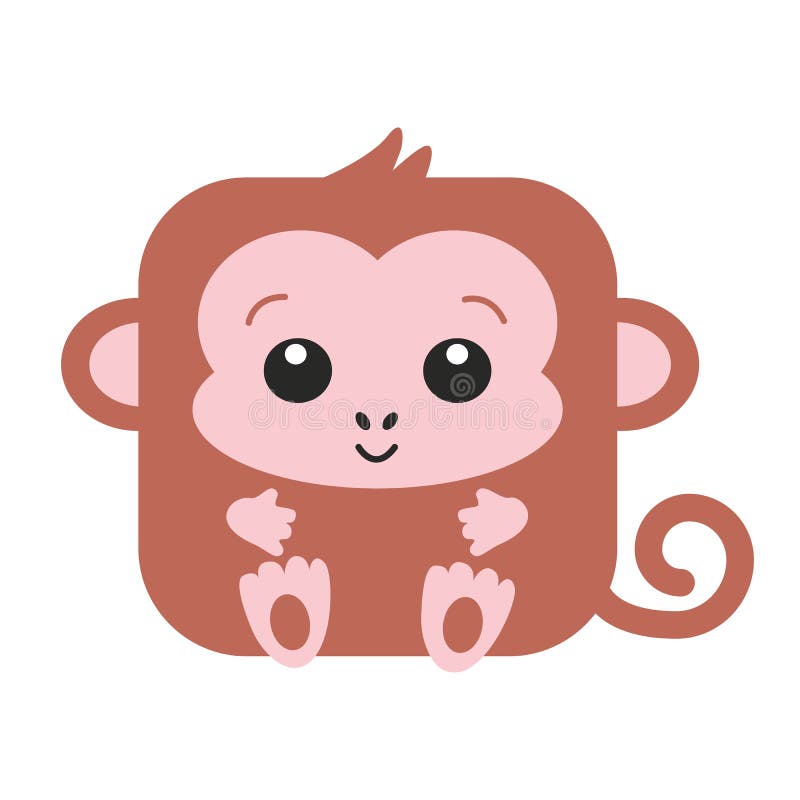 Cute Animal Square Face Vector Flat Illustration Stock Vector ...