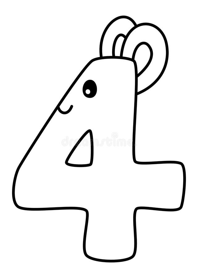 Four - Alphabet Number 4 Vector Stock Vector - Illustration of cartoon ...