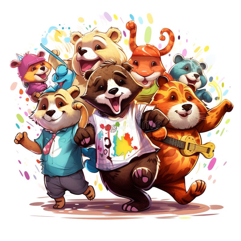 Cute animals dancing stock illustration. Illustration of isolated - 285244790